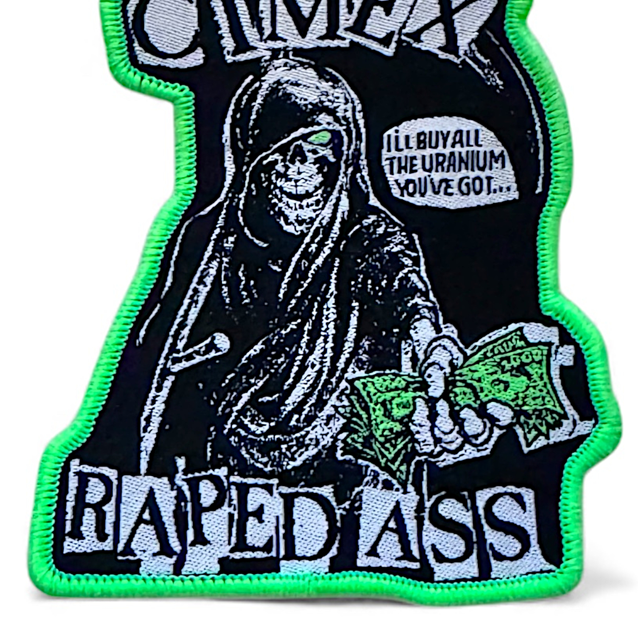 ANTI-CIMEX “Raped Ass” (Neon Green Border) DIE-CUT WOVEN PATCH – Iron ...