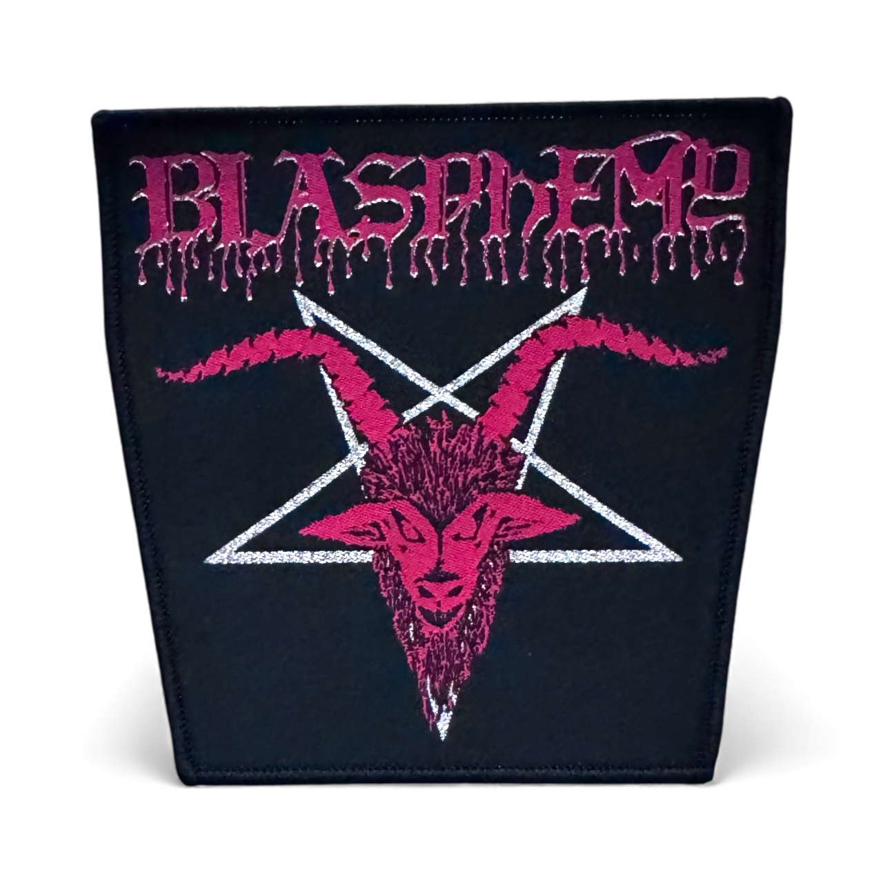 BLASPHEMY “Pentagram” (Black Border) WOVEN PATCH – Iron Corpse