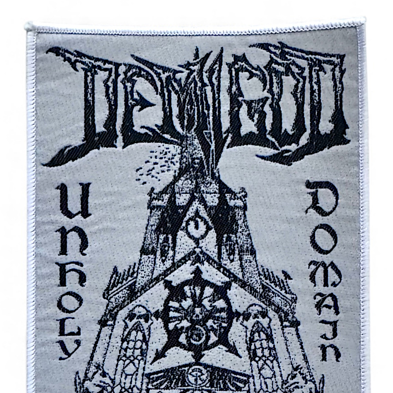 DEMIGOD “Unholy Domain” (White Border) OVERSIZE WOVEN PATCH – Iron Corpse
