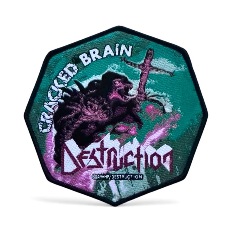 DESTRUCTION “Cracked Brain” (Black Border) WOVEN PATCH – Iron Corpse